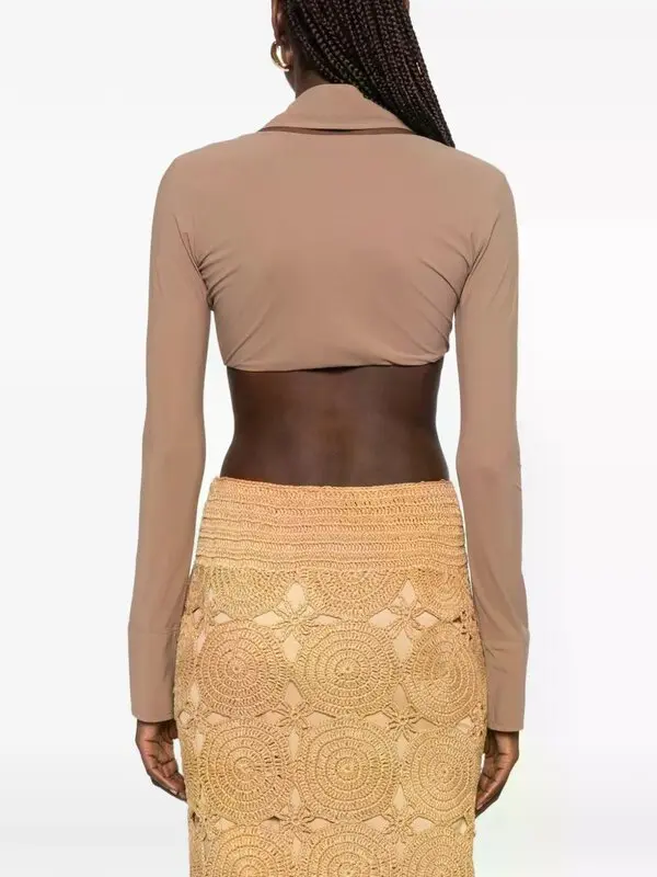 AMAZUIN Lynn Cropped Tie-fastening Top - Neutrals