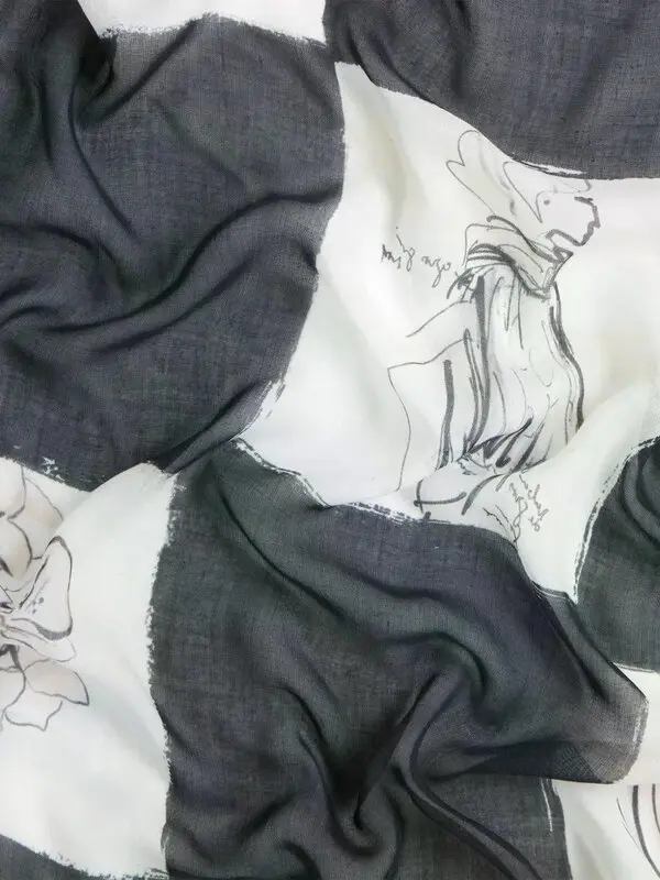 Karl Lagerfeld Sketch Checkerboard Scarf - Black
