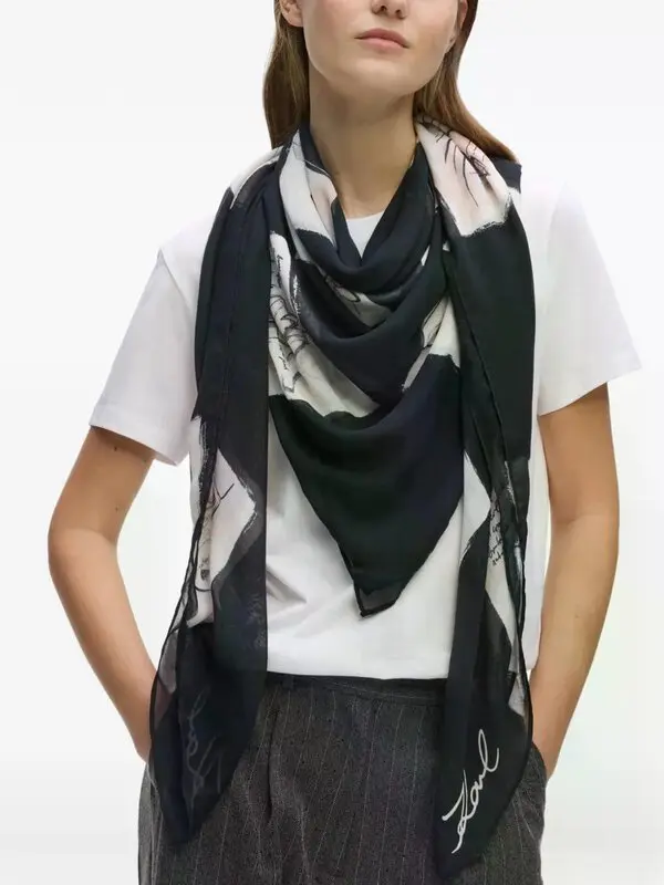 Karl Lagerfeld Sketch Checkerboard Scarf - Black