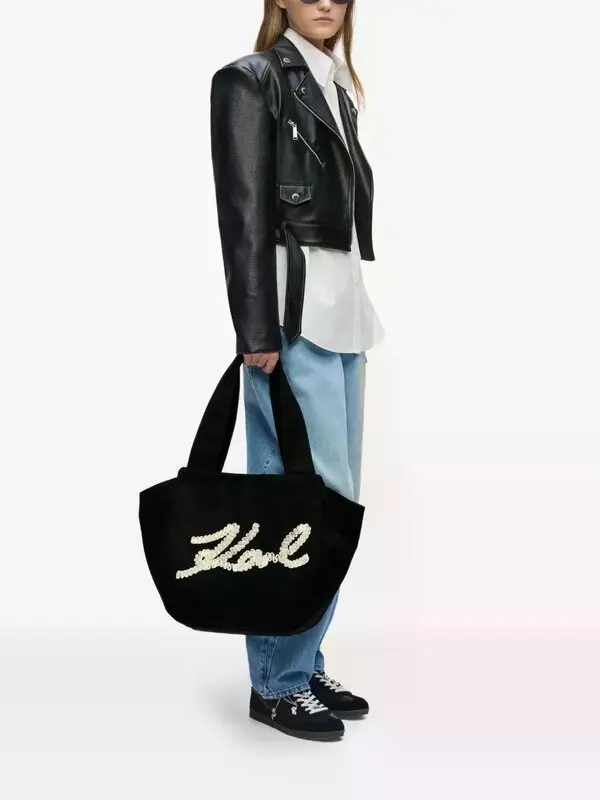 Karl Lagerfeld Signature Ruffled-logo Tote Bag