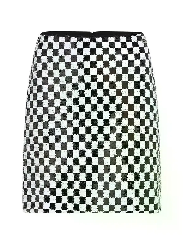 Karl Lagerfeld Checkerboard Sequin Mini Skirt - White