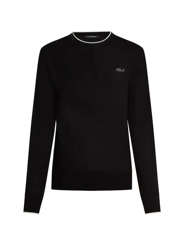 Karl Lagerfeld Merino Wool Sweater With Embroidered Logo