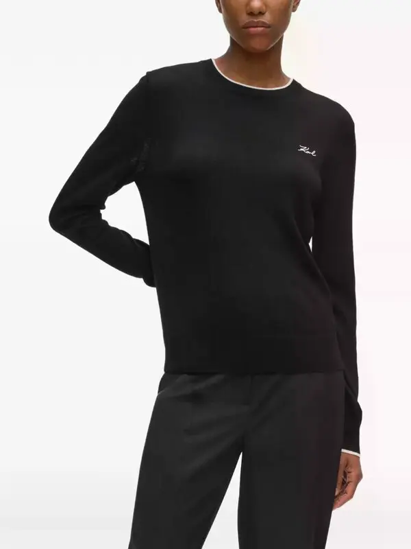 Karl Lagerfeld Merino Wool Sweater With Embroidered Logo
