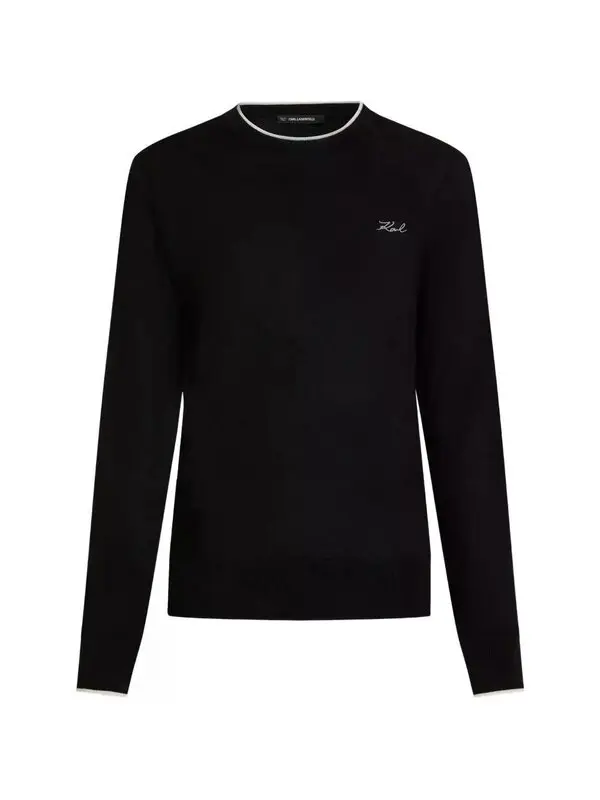 Karl Lagerfeld Merino Wool Sweater With Embroidered Logo
