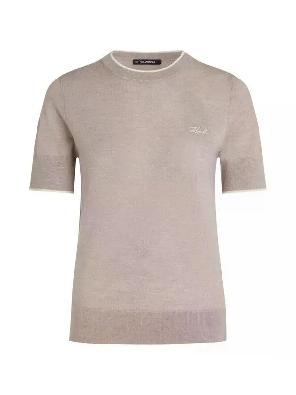 Karl Lagerfeld Logo-embroidered Merino Wool T-shirt