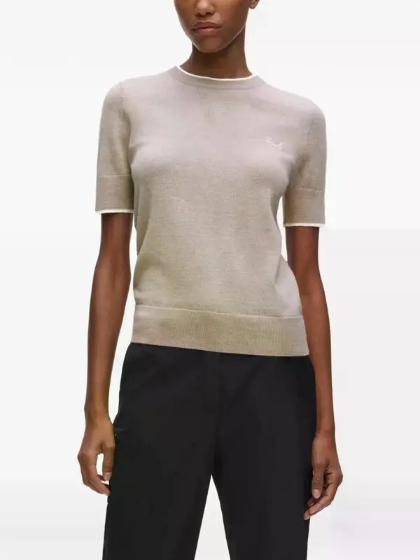 Karl Lagerfeld Logo-embroidered Merino Wool T-shirt