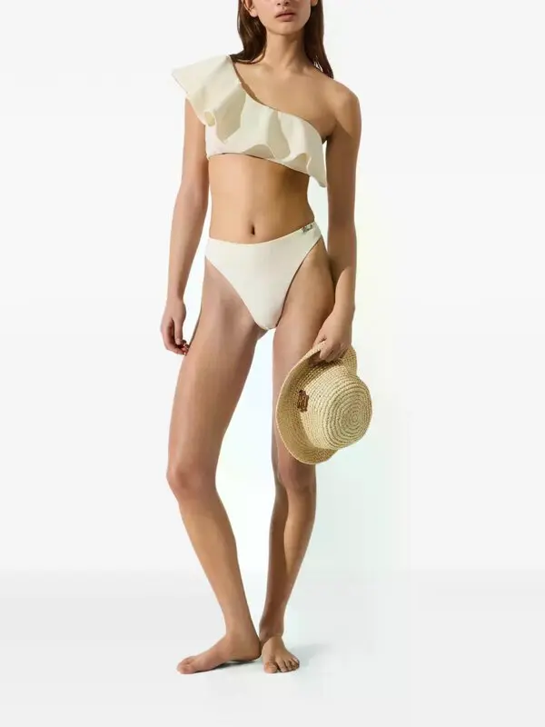Karl Lagerfeld Ruffled One-shoulder Bikini Top