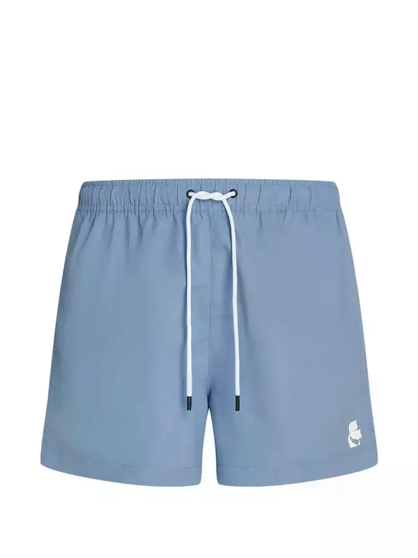 Karl Lagerfeld Logo Print Swim Shorts - Blue