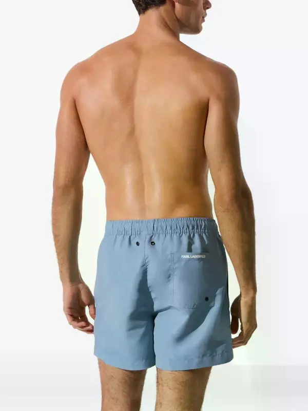 Karl Lagerfeld Logo Print Swim Shorts - Blue