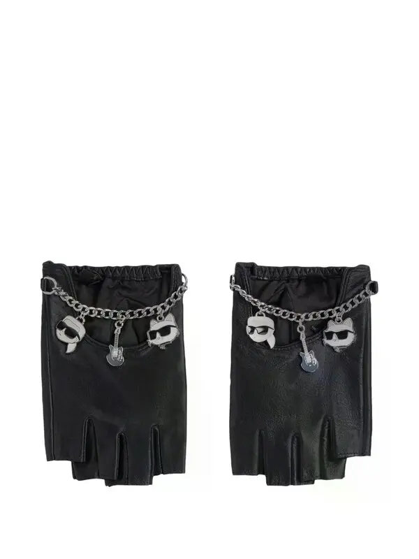 Karl Lagerfeld Ikon Charms Fingerless Gloves - Black