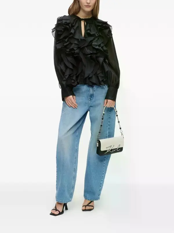 Karl Lagerfeld Ruffled Semi-sheer Blouse