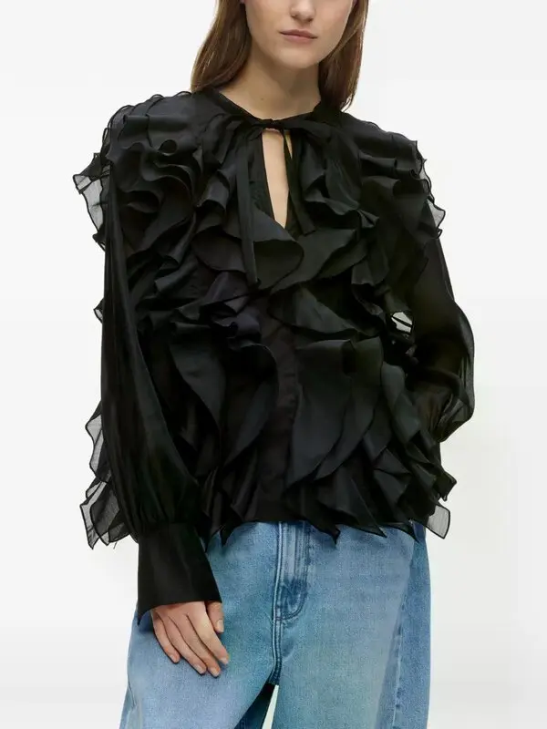 Karl Lagerfeld Ruffled Semi-sheer Blouse
