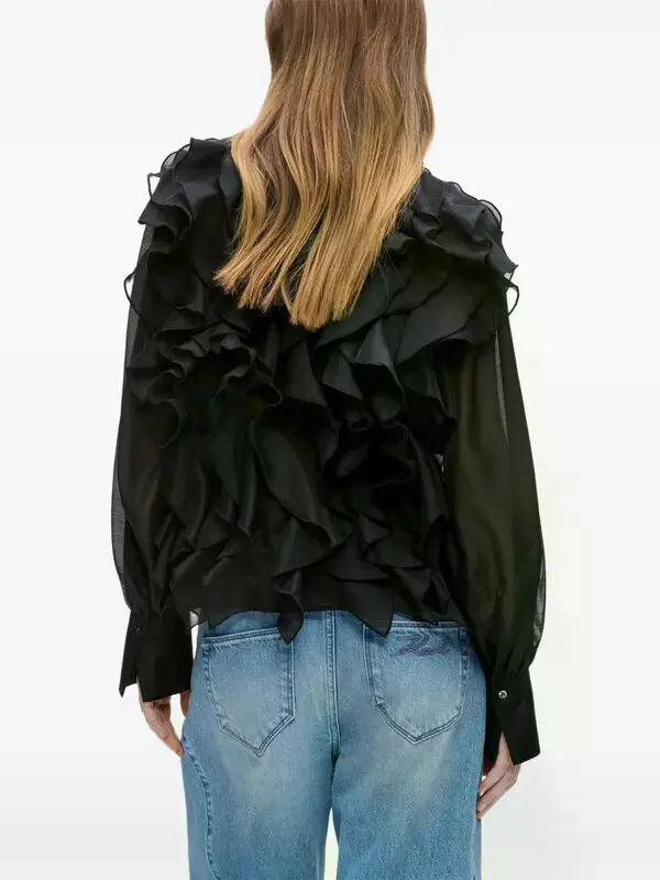 Karl Lagerfeld Ruffled Semi-sheer Blouse