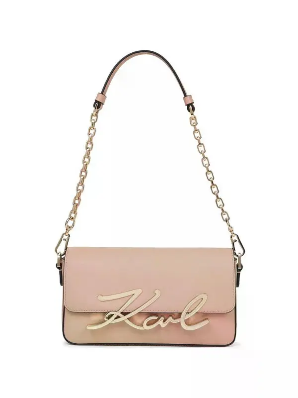 Karl Lagerfeld Small K/signature Chain Leather Shoulder Bag - Pink
