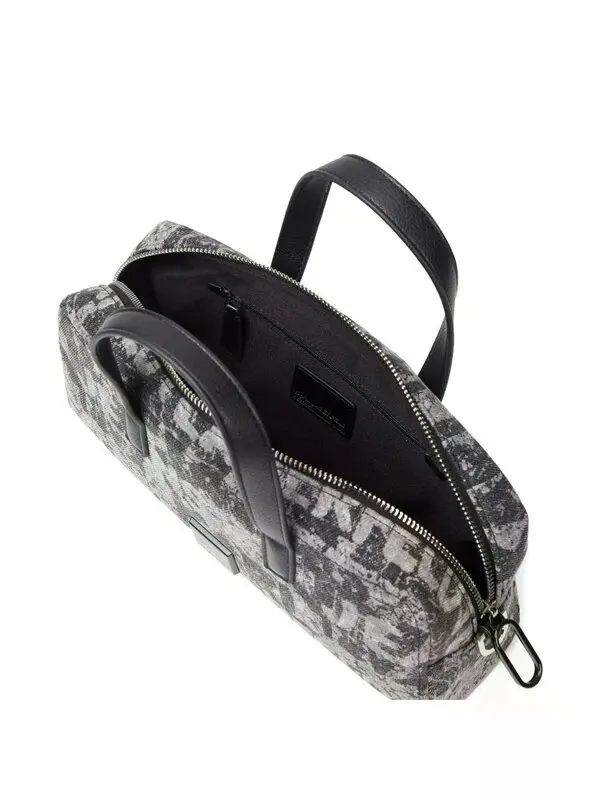 Karl Lagerfeld Logo Print Denim Bowling Bag