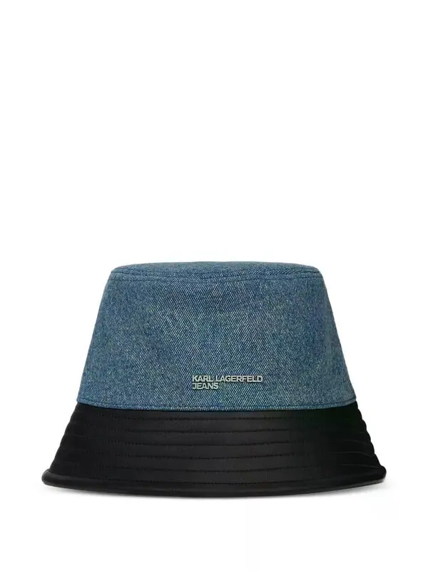 Karl Lagerfeld Logo Plaque Denim Bucket Hat - Blue