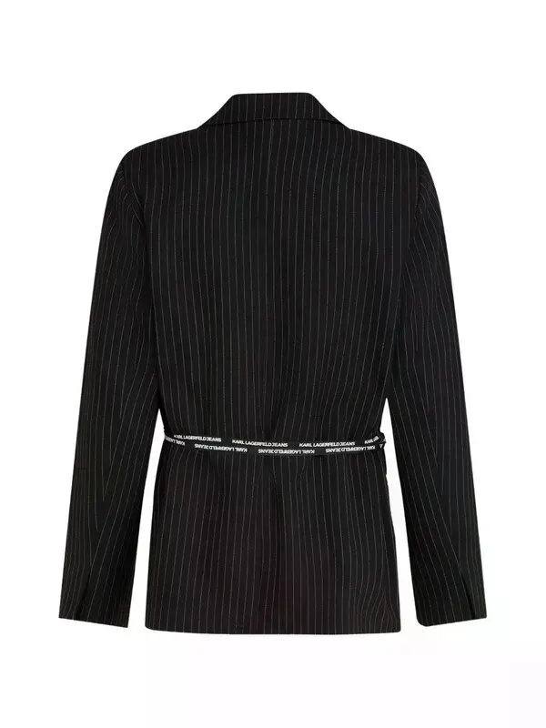 Karl Lagerfeld Pinstripe Belted Blazer
