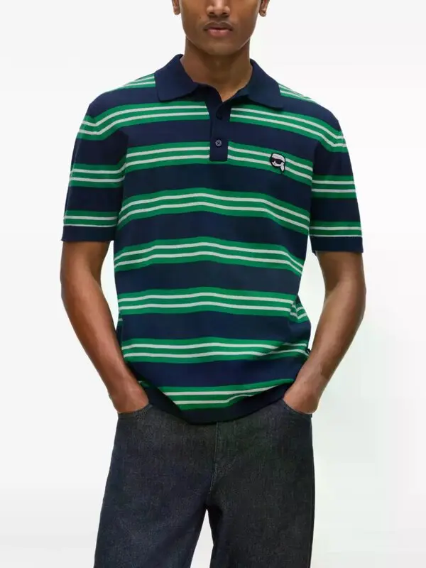 Karl Lagerfeld Ikon Stripe Knit Polo Shirt