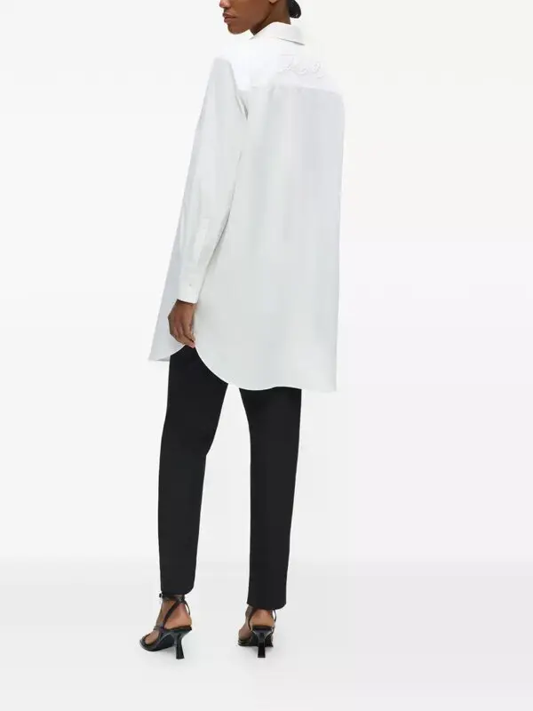 Karl Lagerfeld Pearl-embellished Poplin Tunic Shirt