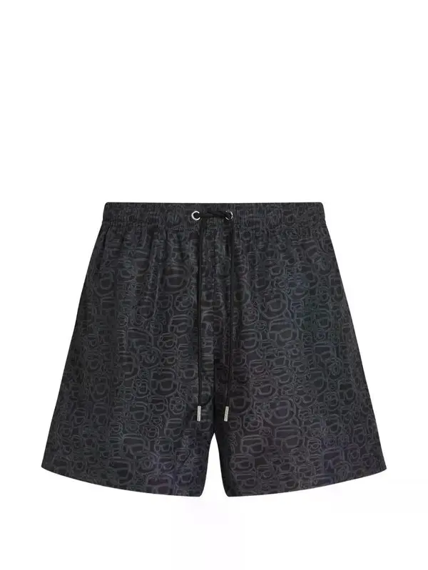 Karl Lagerfeld Ikon Sketch Face Swim Shorts - Black