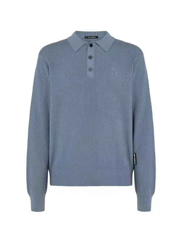 Karl Lagerfeld Ribbed-knit Polo Shirt