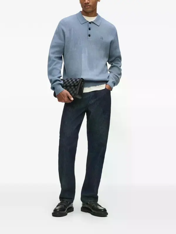 Karl Lagerfeld Ribbed-knit Polo Shirt