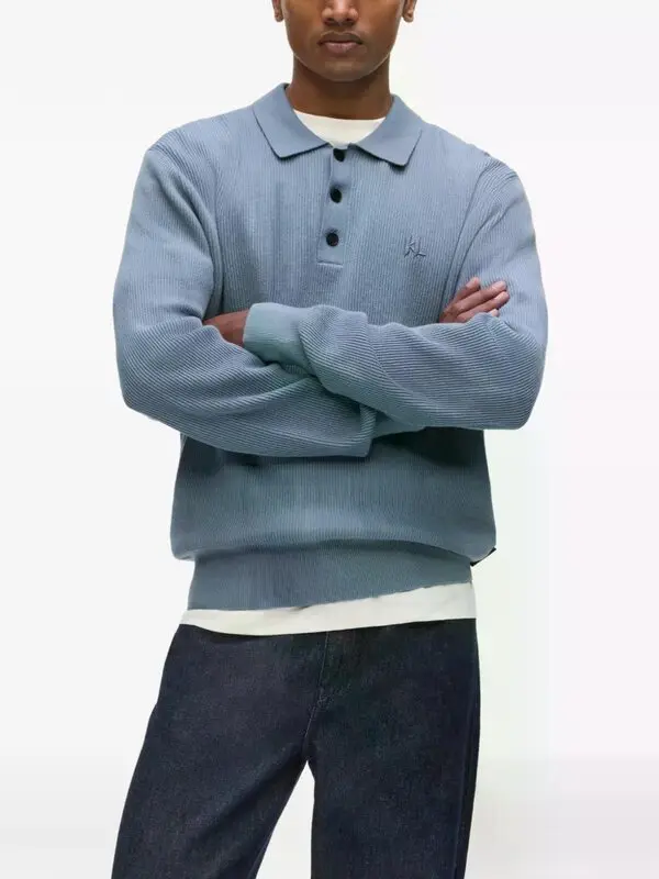 Karl Lagerfeld Ribbed-knit Polo Shirt
