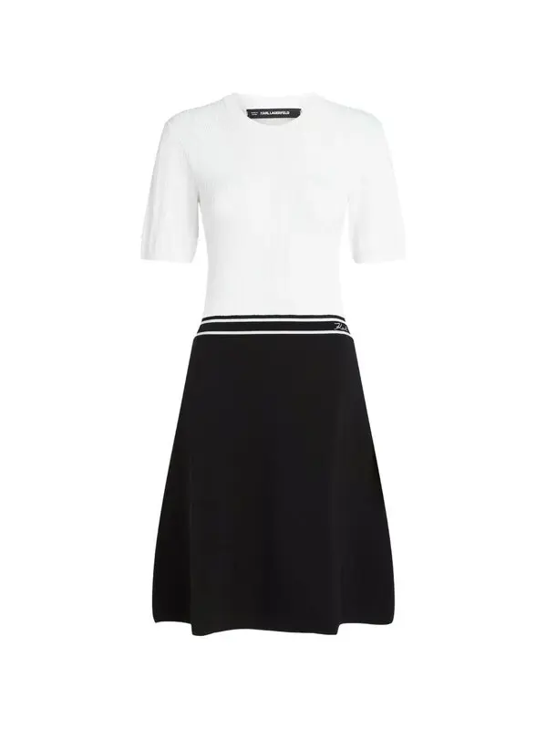 Karl Lagerfeld Cable-knit A-line Mini Dress