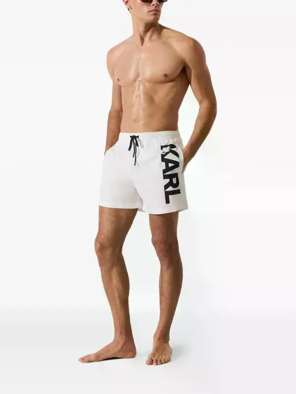 Karl Lagerfeld Logo Print Swim Shorts
