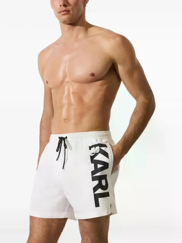 Karl Lagerfeld Logo Print Swim Shorts