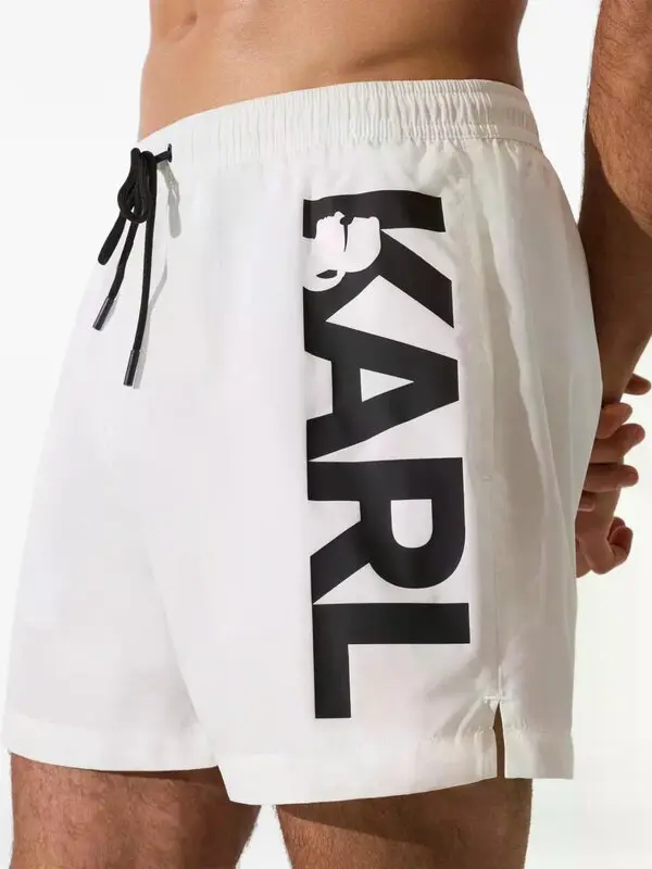 Karl Lagerfeld Logo Print Swim Shorts
