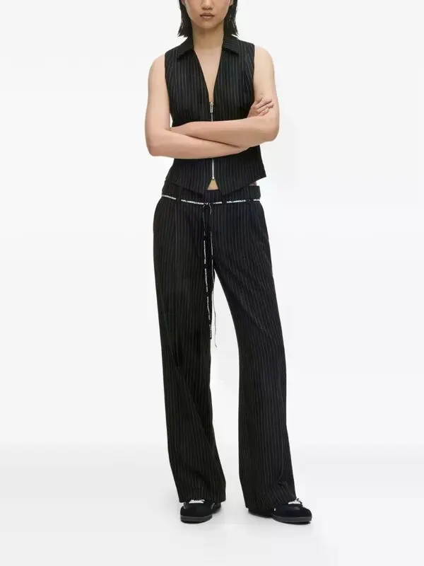 Karl Lagerfeld Pinstripe Zip-up Waistcoat - Black