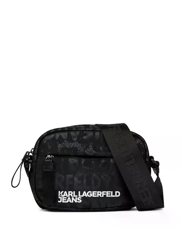 Karl Lagerfeld All-over Logo Print Camera Bag - Black