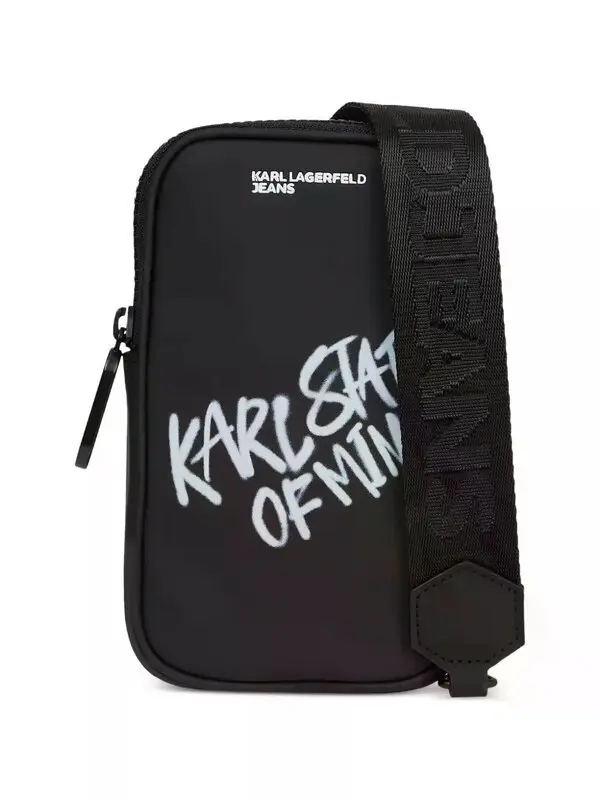 Karl Lagerfeld Logo-print Zip-around Phone Pouch - Black