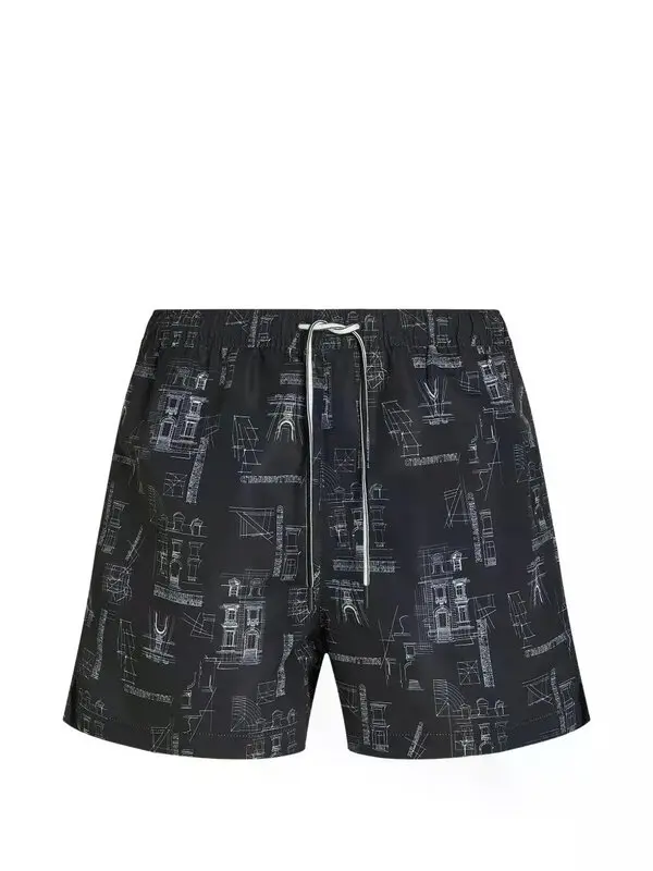 Karl Lagerfeld Rue St-guillaume Sketch Swim Shorts - Black