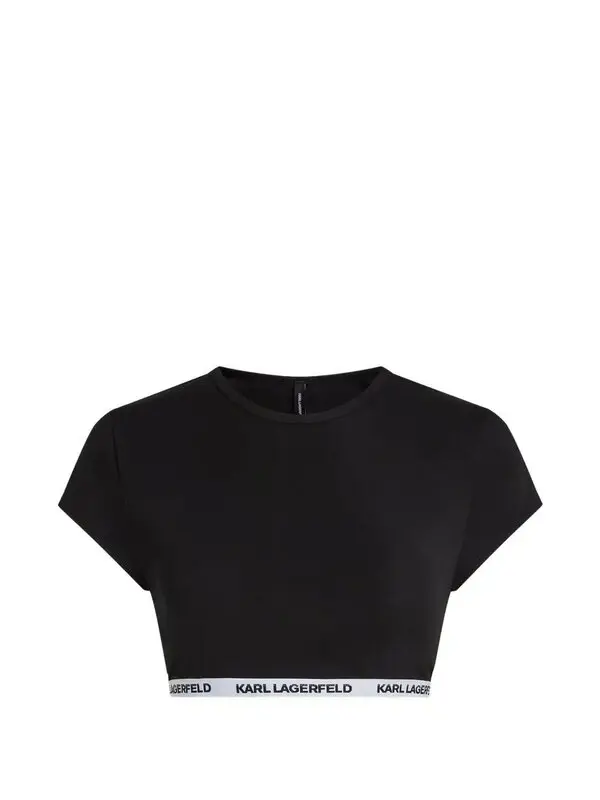 Karl Lagerfeld Essential Logo-tape Cropped Cotton Top