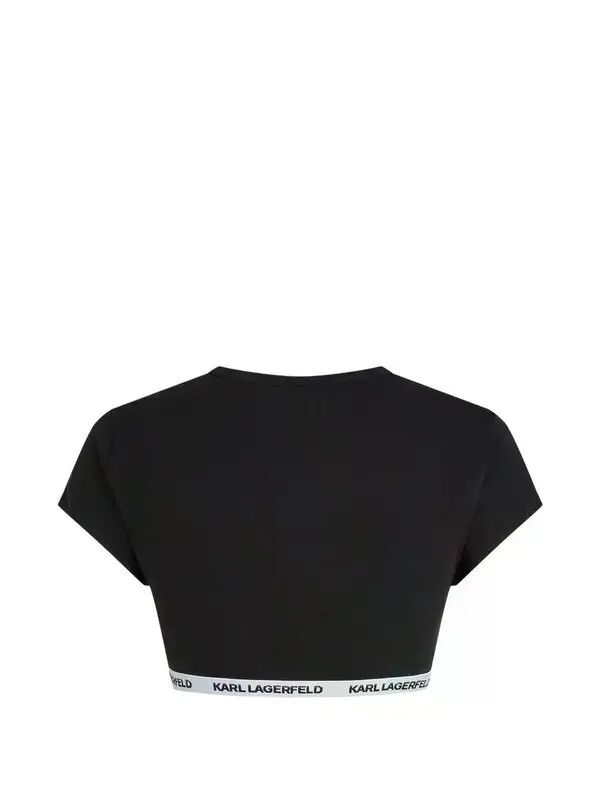 Karl Lagerfeld Essential Logo-tape Cropped Cotton Top
