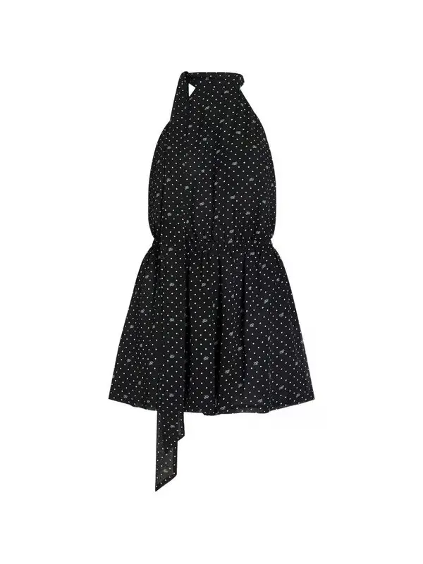 Karl Lagerfeld Polka-dot Halter Neck Playsuit - Black