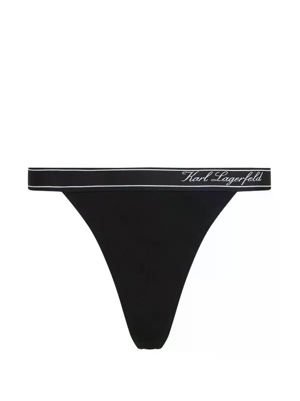 Karl Lagerfeld Hotel Karl Stripe Cotton Thong - Black