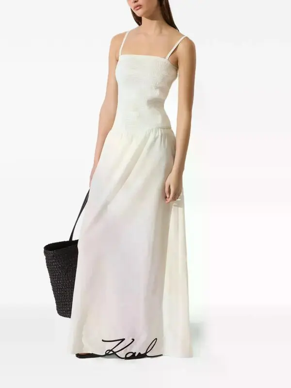 Karl Lagerfeld Smocked Bodice Maxi Dress