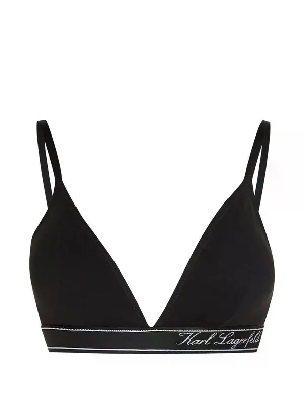 Karl Lagerfeld Hotel Karl Stripe Cotton Bralette - Black