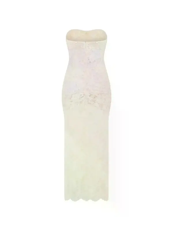 THE MANNEI Lace Overlay Ruched Maxi Dress