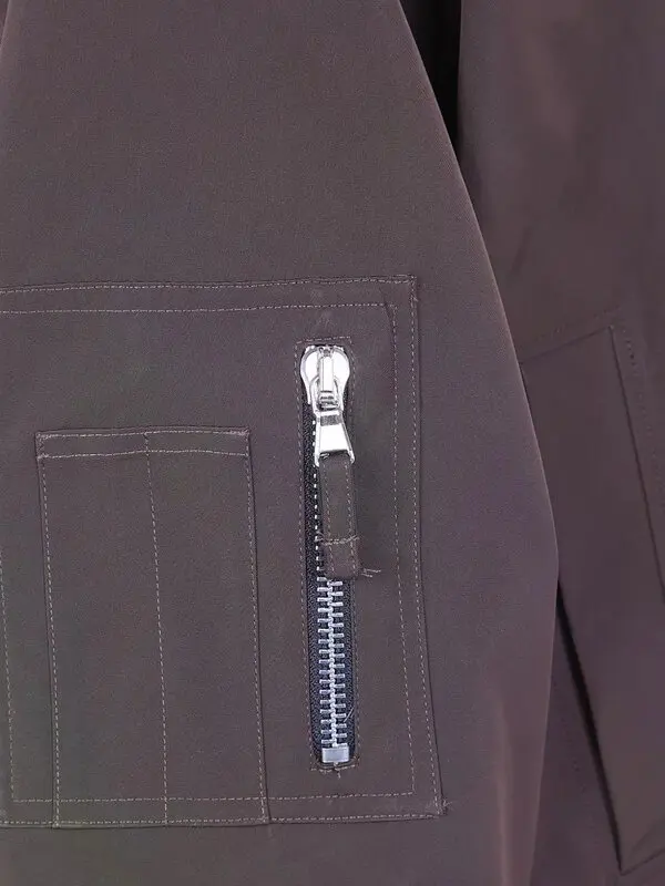 DRHOPE Zip-up Bomber Jacket With Zip-fastening Sleeve Pocket - Brown