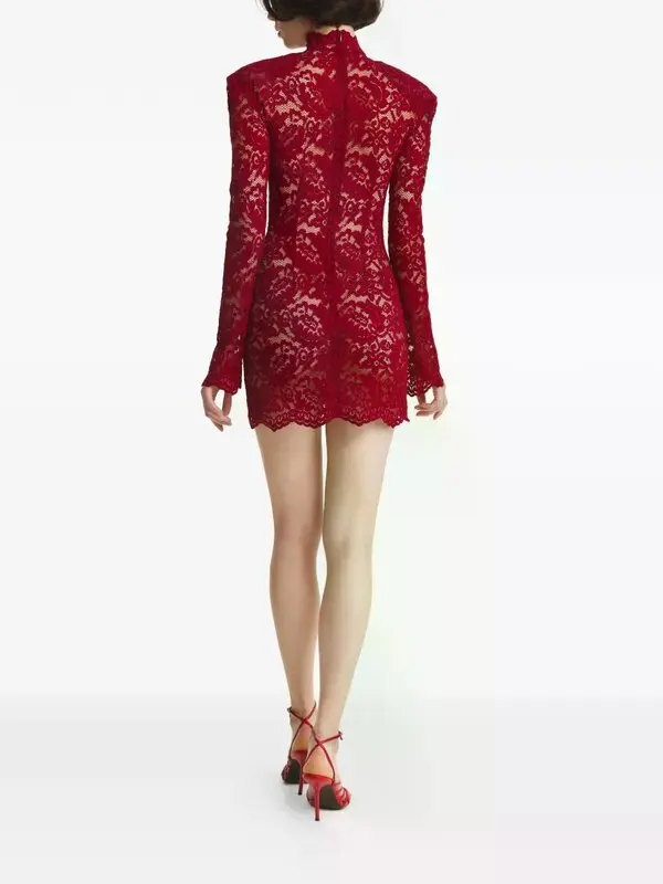 2310 STUDIO Lace-panelled High-neck Mini Dress - Red