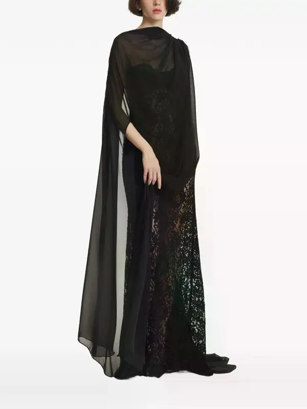2310 STUDIO Sheer Lace-overlay Draped Cape
