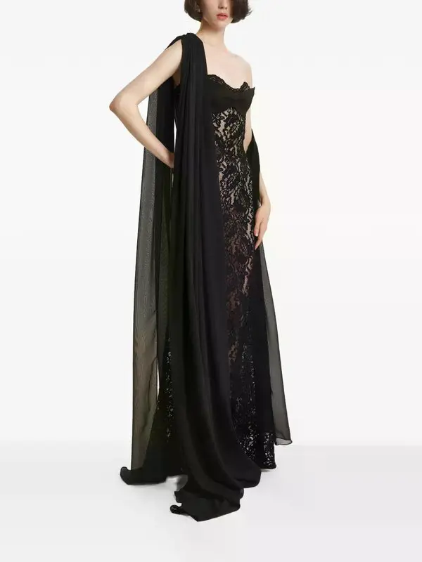 2310 STUDIO Sheer Lace-overlay Draped Cape