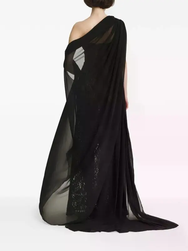 2310 STUDIO Sheer Lace-overlay Draped Cape