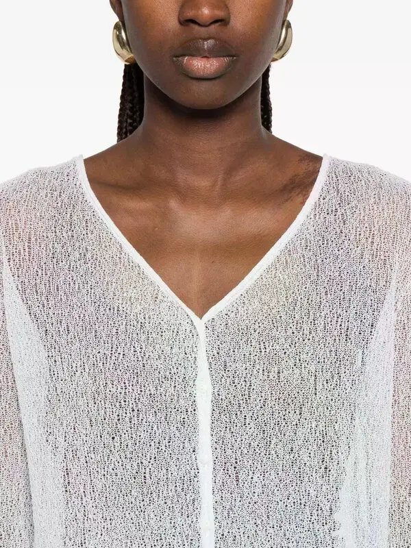 ROBERTO COLLINA V-neck Open-knit Cardigan
