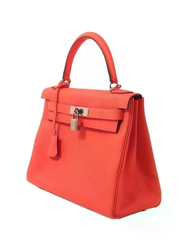 Hermès 28 Kelly Taurillon Clemence Leather Tote Bag - Red