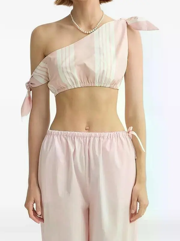 Posse Rosie Striped One-shoulder Top - Pink